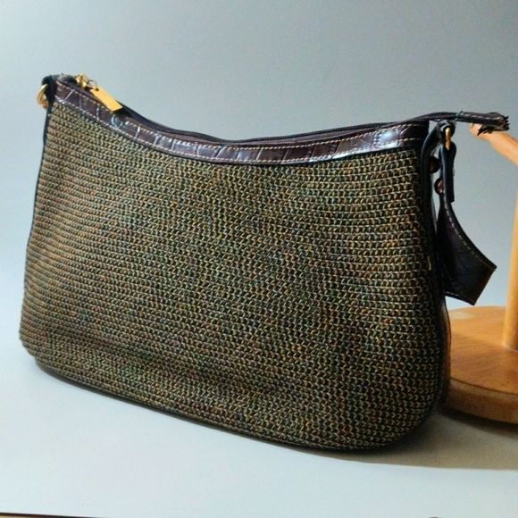 villager | Bags | Villager Liz Claiborne Vintage Tweed Brown Shoulder ...